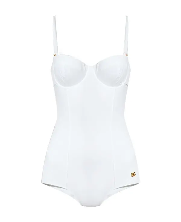 Dolce & Gabbana Dg Plaque One-piece Swimsuit - White