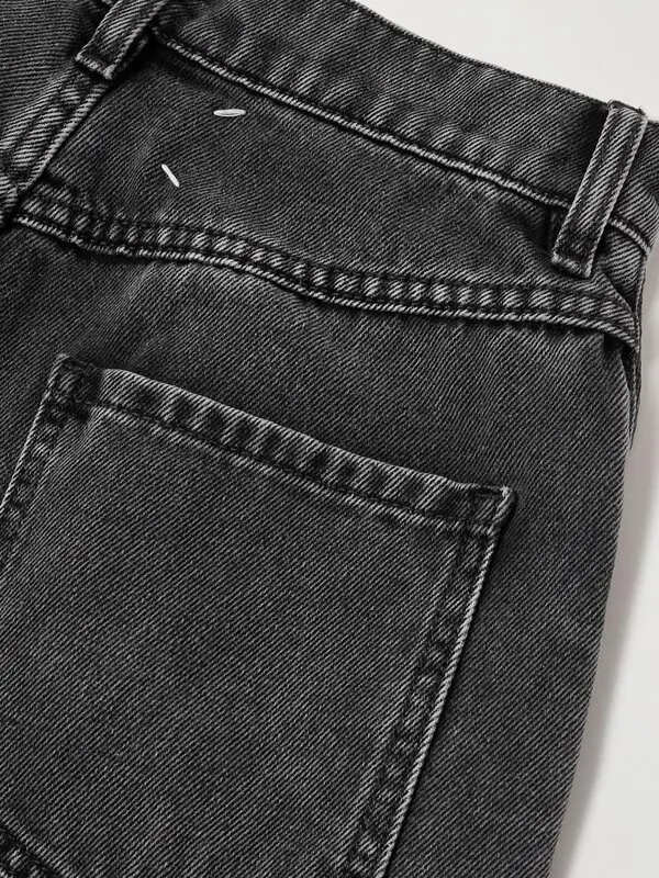 MAISON MARGIELA High Waist Tapered Leg Jeans With Cut-out Detail - Black