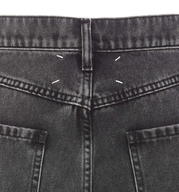 MAISON MARGIELA High Waist Tapered Leg Jeans With Cut-out Detail - Black