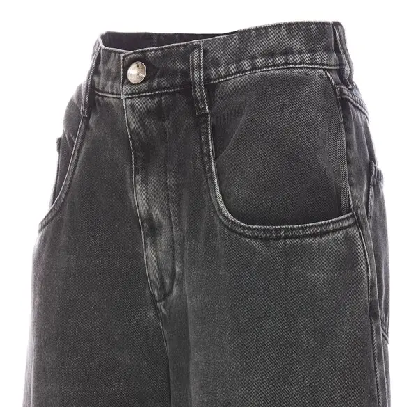 MAISON MARGIELA High Waist Tapered Leg Jeans With Cut-out Detail - Black