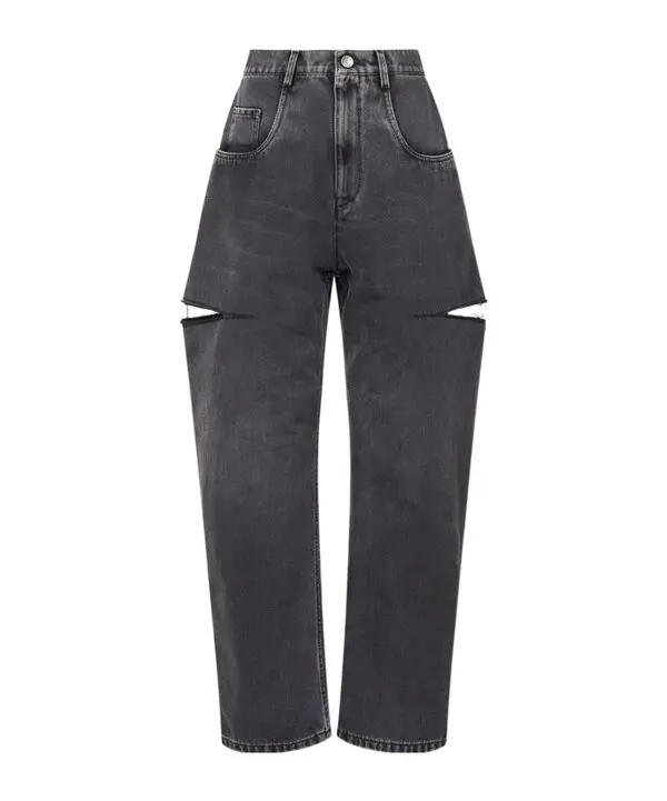 MAISON MARGIELA High Waist Tapered Leg Jeans With Cut-out Detail - No