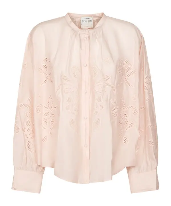 FORTE_FORTE Embroidered Long Sleeve Shirt - Nude
