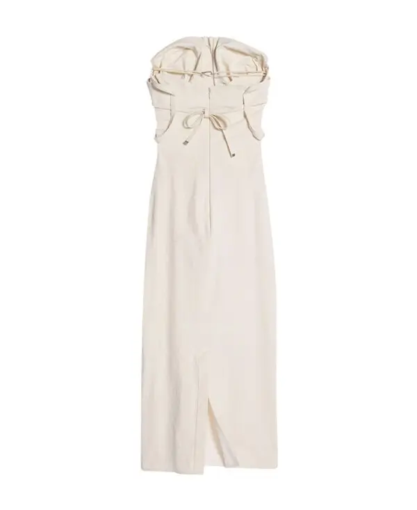 Jacquemus Strapless Cut-out Detailed Midi Dress - White