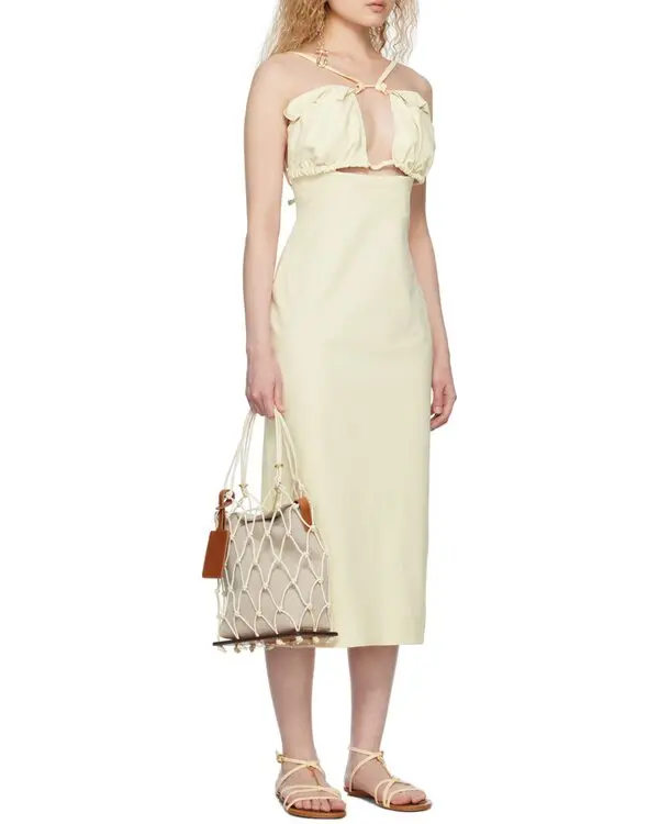 Jacquemus Strapless Cut-out Detailed Midi Dress - White