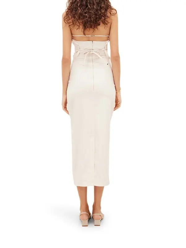 Jacquemus Strapless Cut-out Detailed Midi Dress - White