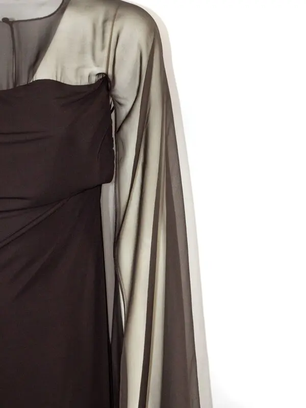 Alberta Ferretti Sheer Cape-sleeve Maxi Dress