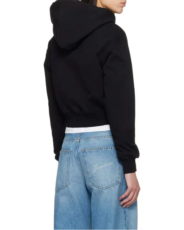 Jacquemus Logo Patch Drawstring Hoodie - Black