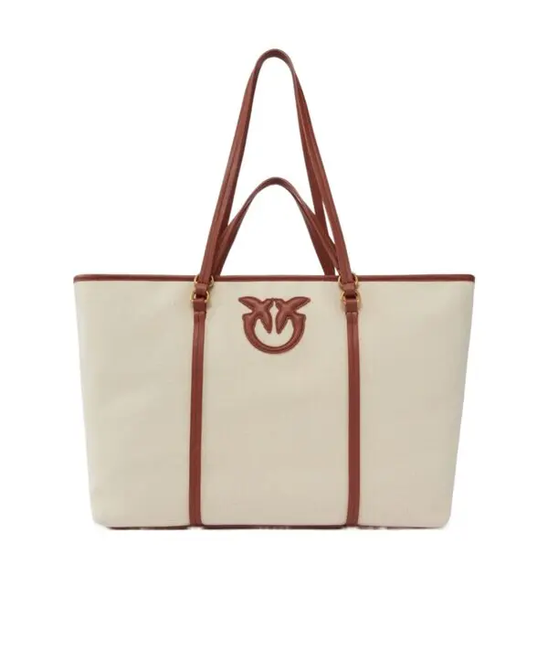 Pinko Love Birds Logo Patch Large Tote Bag