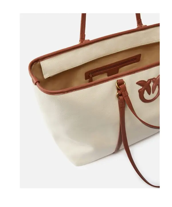 Pinko Love Birds Logo Patch Large Tote Bag