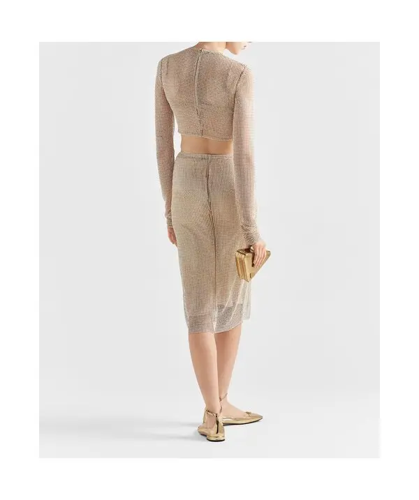 Prada All-over Bead Embellished Cropped Top - Ivory
