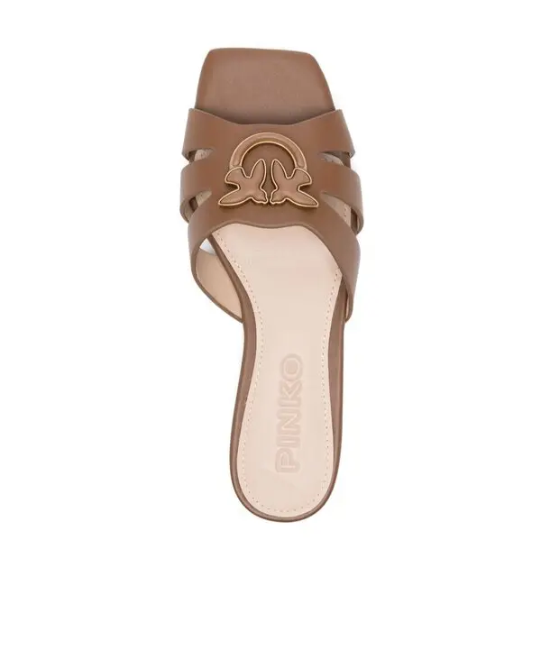 Pinko Marli 09 Slip-on Sandals With Logo Detail - Brown