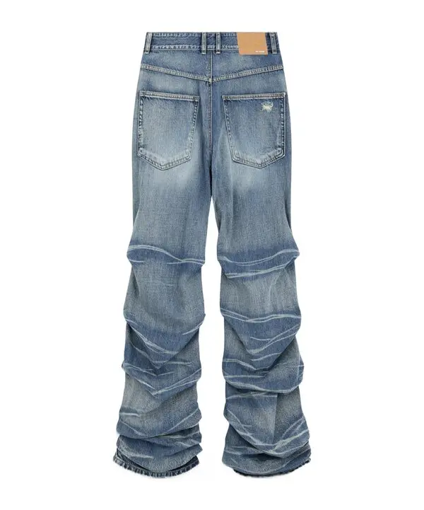 We11Done Distressed Wide-leg Denim Trousers