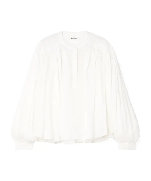 RÓHE Gathered Ramie-voile Blouse - White