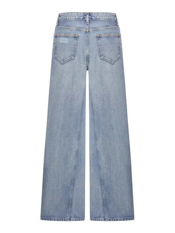 GANNI Logo Patch Straight Leg Jeans