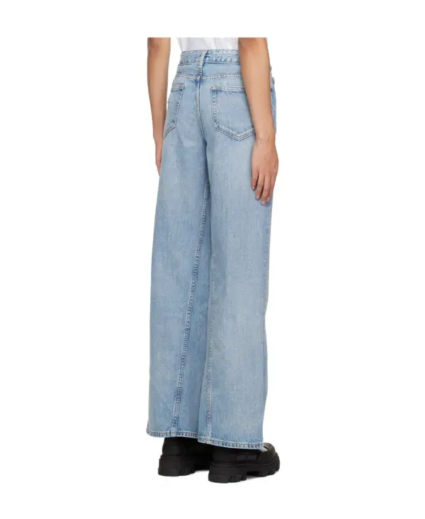GANNI Logo Patch Straight Leg Jeans