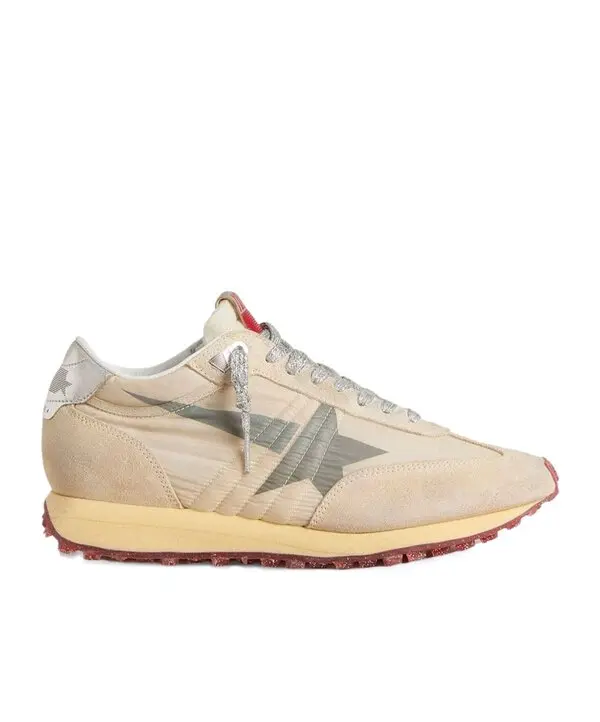 GOLDEN GOOSE Marathon Sneakers With Nylon Upper And Gray Star - Beige