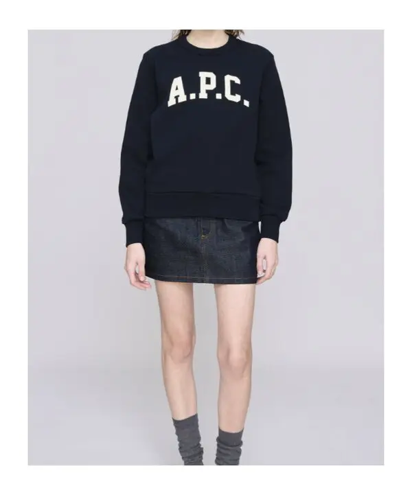 A.p.c. Logo-appliqué Sweatshirt - Dark Navy/ecru