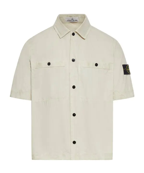 Stone Island Compass Patch Short Sleeved Shirt - Sand