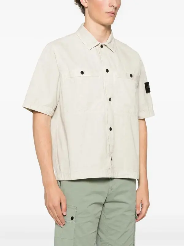 Stone Island Compass Patch Short-sleeved Shirt - Sand
