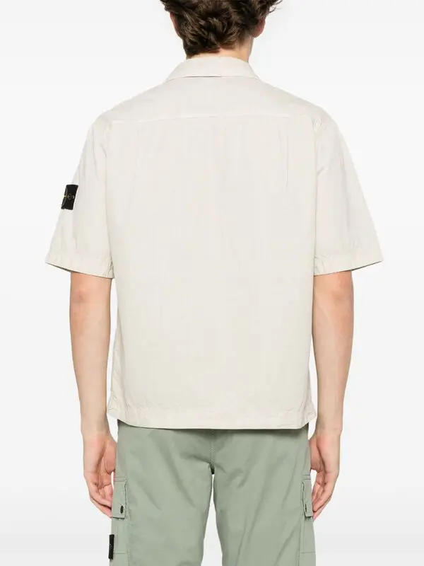 Stone Island Compass Patch Short-sleeved Shirt - Sand