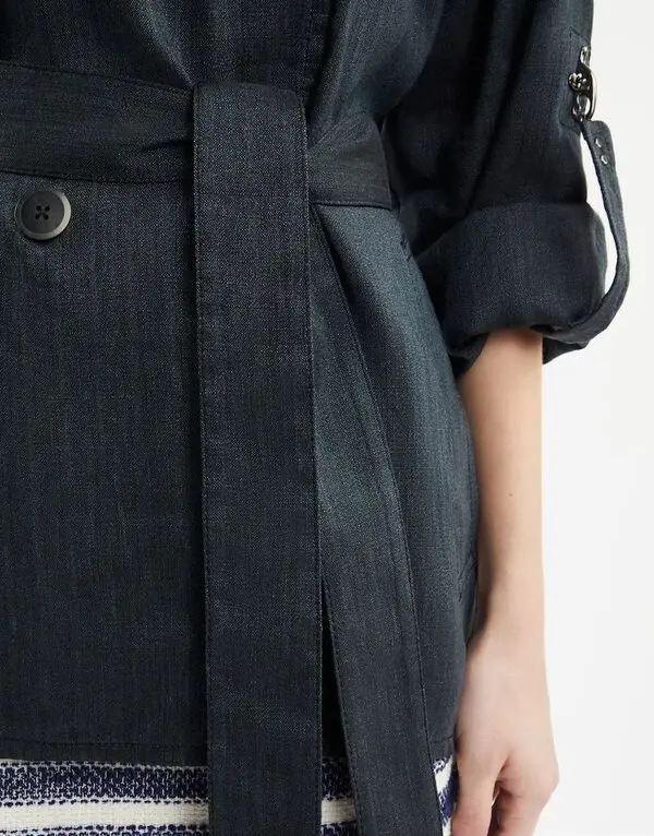 FAY Classic Trench Coat With Belted Waist And Asymmetrical Hem