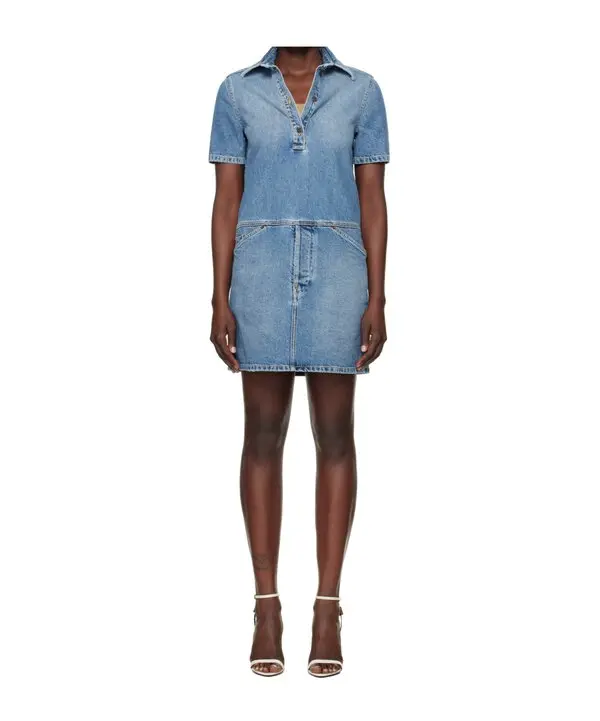Moschino Laurel Crown Emblem Denim Dress