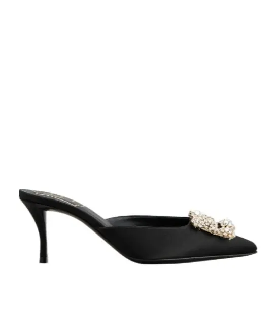 ROGER VIVIER Embellished Slip-on Mules - Black