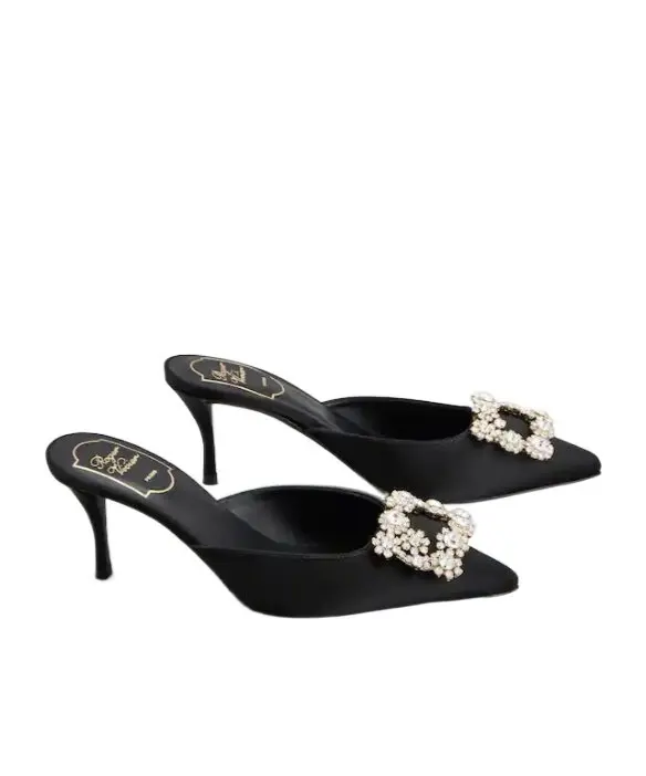 ROGER VIVIER Embellished Slip-on Mules - Black