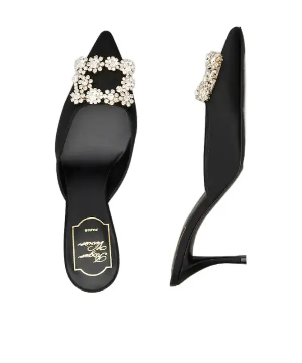 ROGER VIVIER Embellished Slip-on Mules - Black