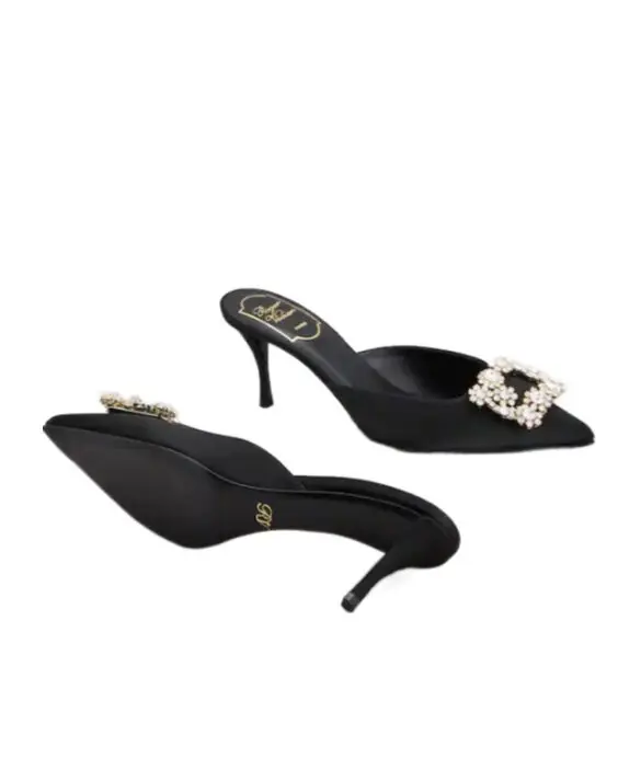 ROGER VIVIER Embellished Slip-on Mules - Black