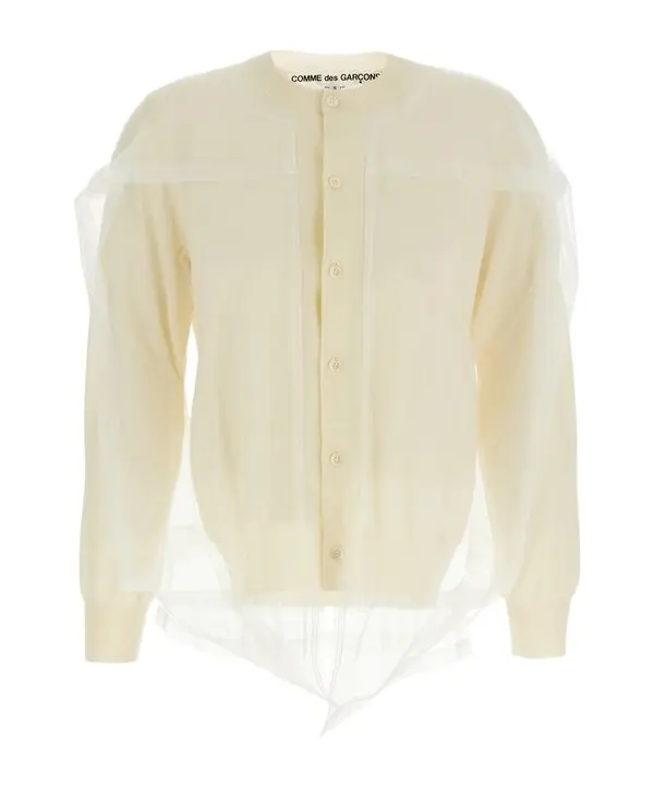 Comme Des Garçons Layered Crewneck Cardigan - Nude