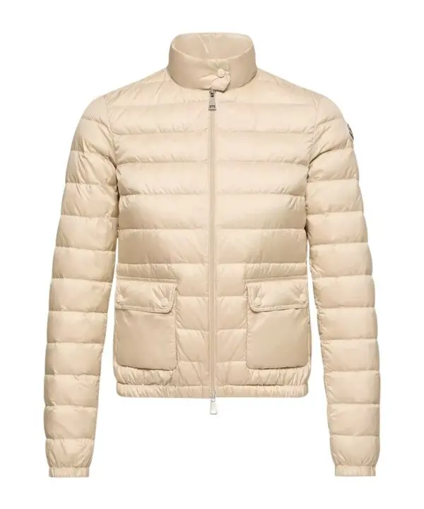 Moncler Lans Zip-up Short Padded Jacket - Beige