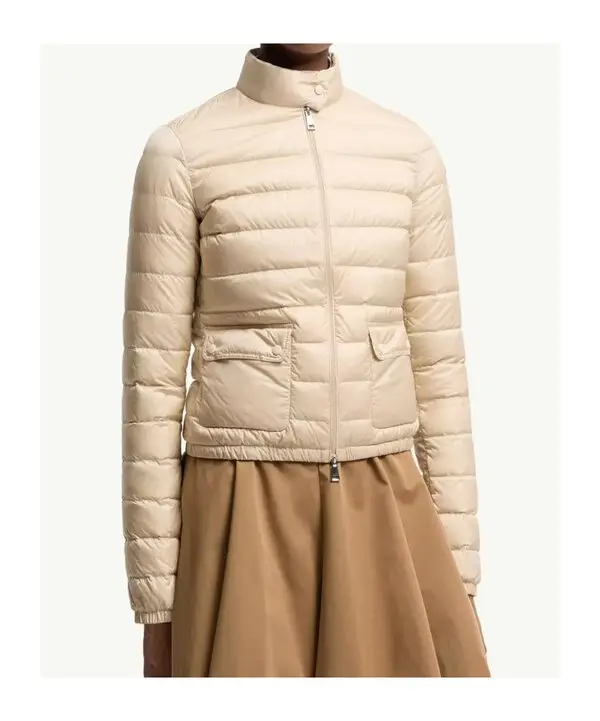 Moncler Lans Zip-up Short Padded Jacket - Beige