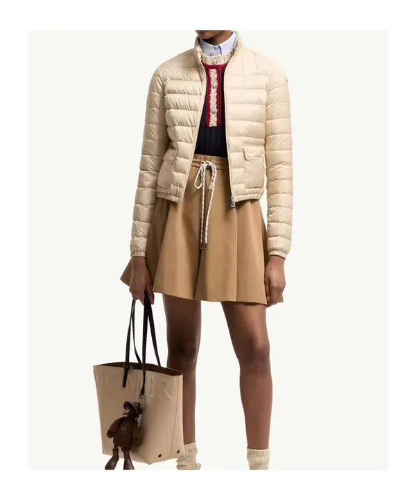 Moncler Lans Zip-up Short Padded Jacket - Beige