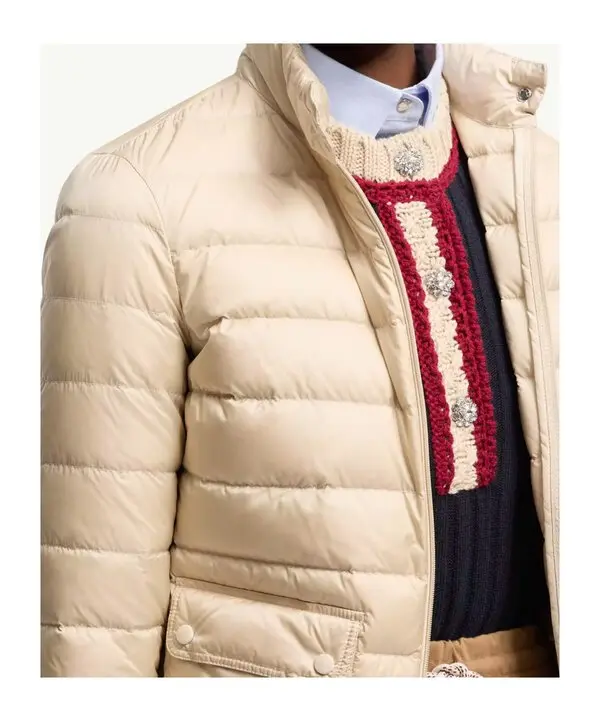 Moncler Lans Zip-up Short Padded Jacket - Beige