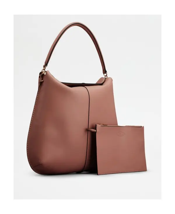 TOD'S Logo Plaque Shoulder Bag - Brown