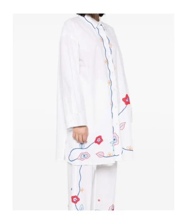 FORTE_FORTE Embroidered Floral Long Sleeve Shirt