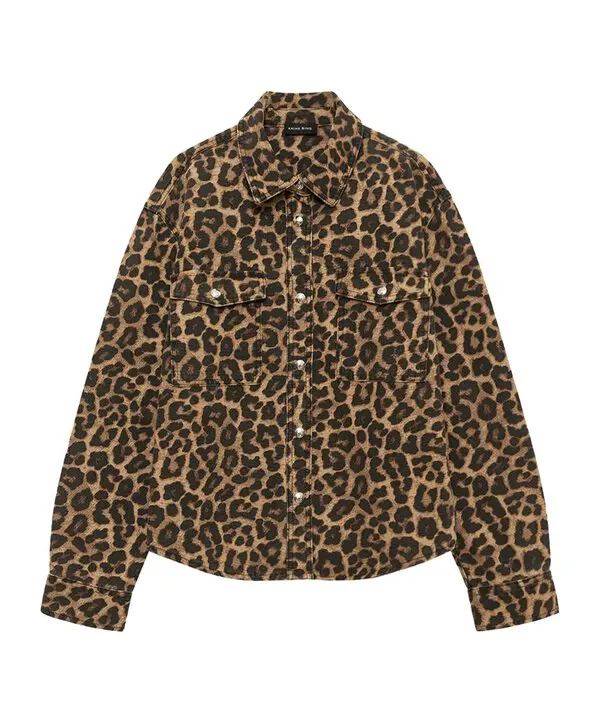 ANINE BING Leopard Print Long Sleeve Shirt