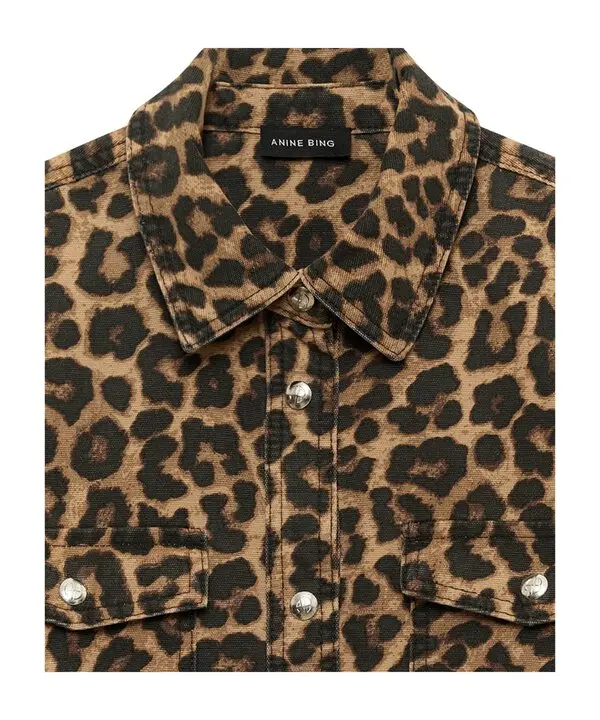 ANINE BING Leopard Print Long Sleeve Shirt