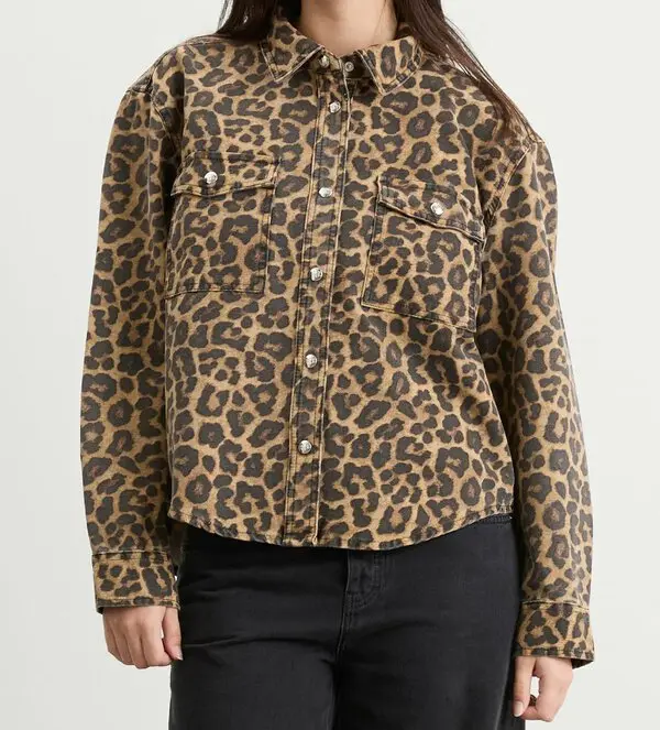 ANINE BING Leopard Print Long Sleeve Shirt