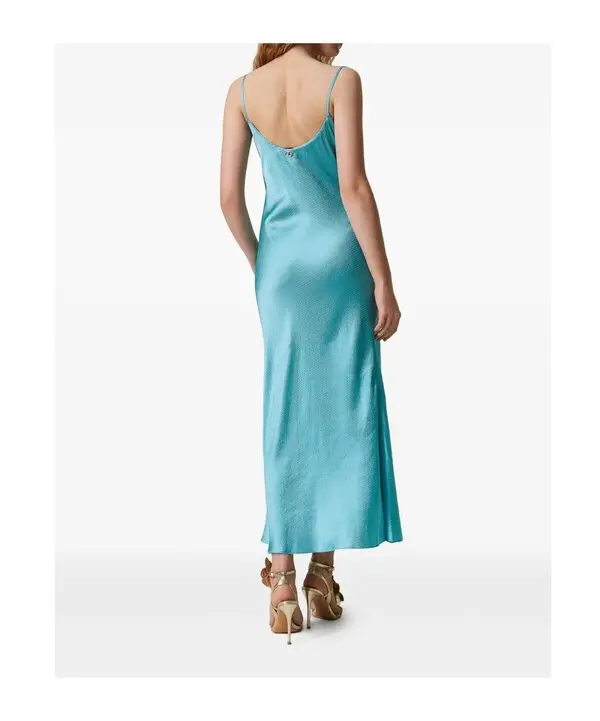 TWINSET Long Fitted Flared Satin Dress