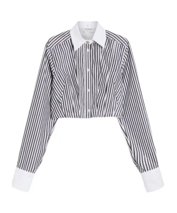 Sportmax Striped Poplin Cropped Shirt - Black