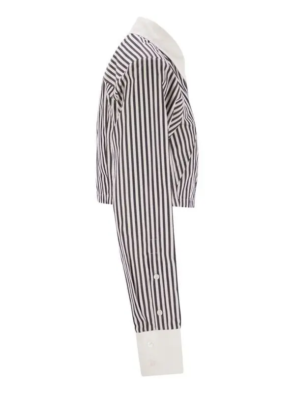 Sportmax Striped Poplin Cropped Shirt - Black
