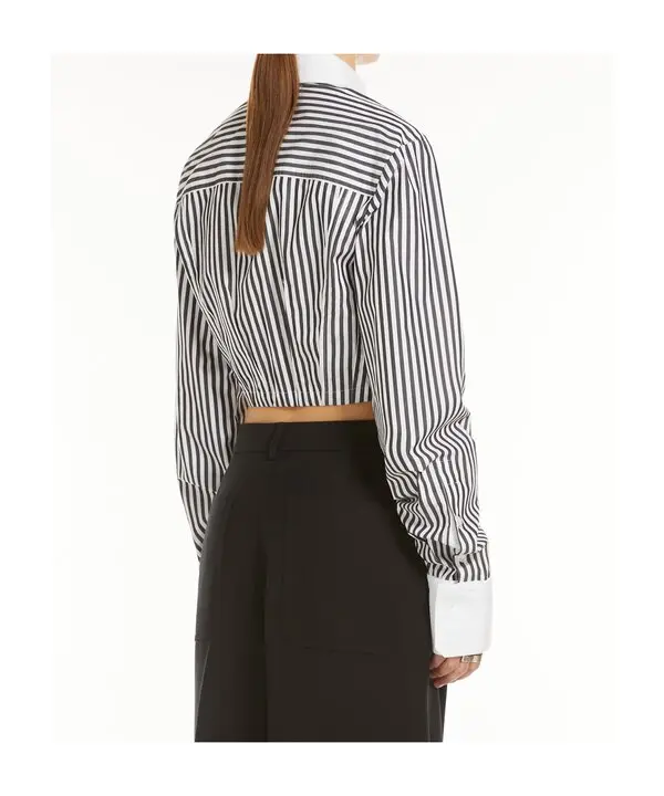 Sportmax Striped Poplin Cropped Shirt - Black