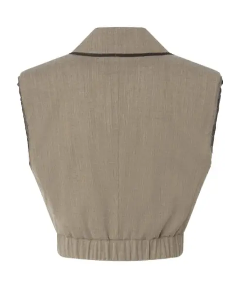 Pinko Cropped Vest With Notched Lapel And Elasticated Hem
