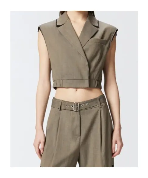 Pinko Cropped Vest With Notched Lapel And Elasticated Hem