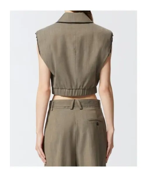 Pinko Cropped Vest With Notched Lapel And Elasticated Hem