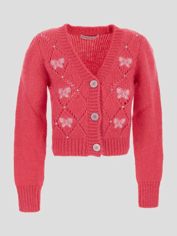 Alessandra Rich Ribbon-embroidered Knit Cardigan
