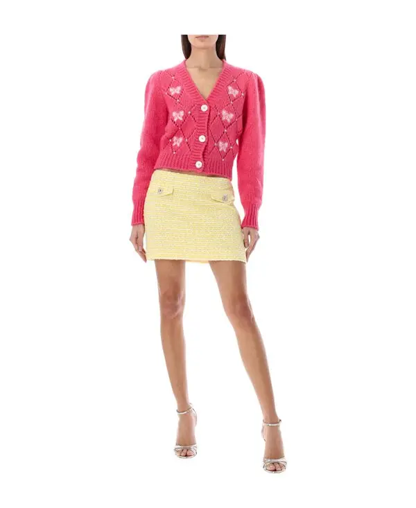 Alessandra Rich Ribbon-embroidered Knit Cardigan