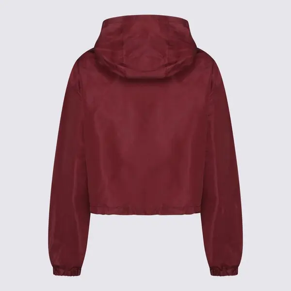 Miu Miu Logo Rubberised Zipped Hooded Jacket - Brown